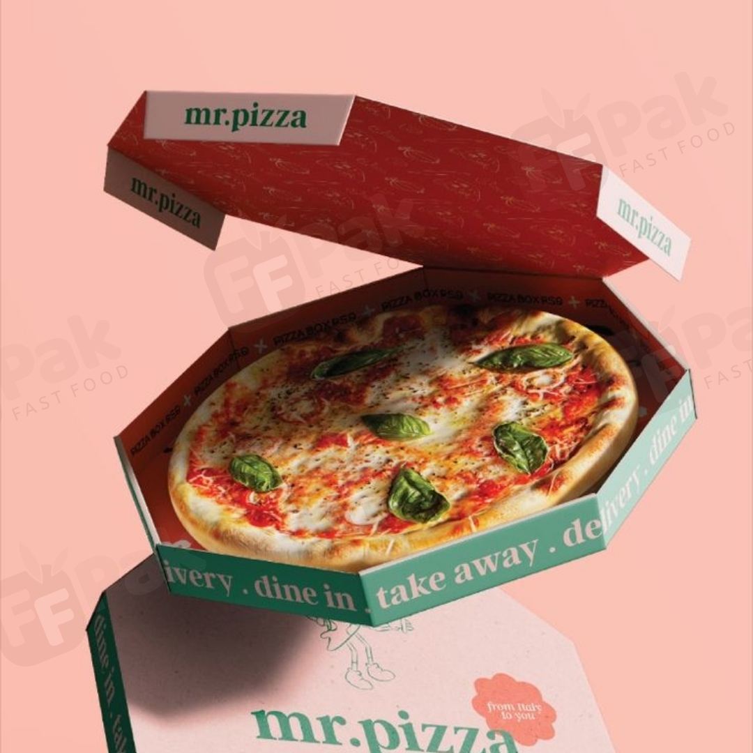 Custom Logo Round, Octagon & Rectangle Pizza Boxes | Fastfoodpak