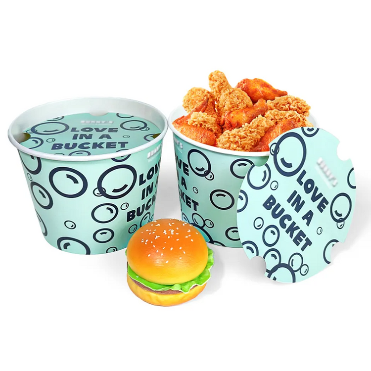 Wholesale Custom Paper Fried Chicken Bucket with Lid Fast Food Paper C ...