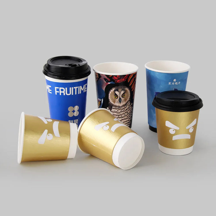 Custom Printed Double/single/ripple Wall Paper Cup 3d Embossed Gold Fo ...